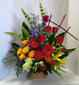 Colorful Tribute Sympathy Arrangement in Webster, TX - La Mariposa Flowers