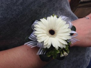 Gerbera Daisy Wrist Corsage in Saint Johnsbury VT ALL ABOUT FLOWERS