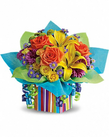 Rainbow Present Bouquet in Gainesville, TX - All About Flowers & More