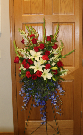 Red-White-Blue Standing Easel Spray in Emmetsburg, IA - Blossoming ...